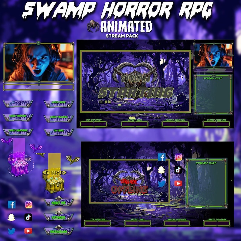 Premium Animated Twitch for Twitch Streamers Swamp Horror RPG Overlays ...
