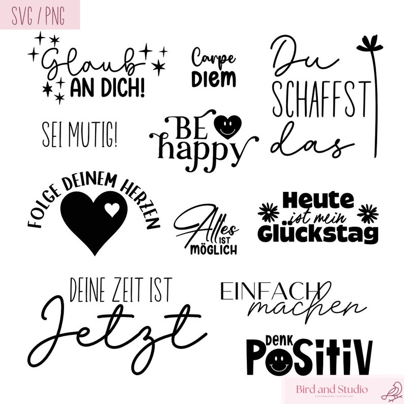 Plotterdatei - Du schaffst das - Bundle, Motivationssprüche, Sprüche SVG, deutsch, motiviert ...