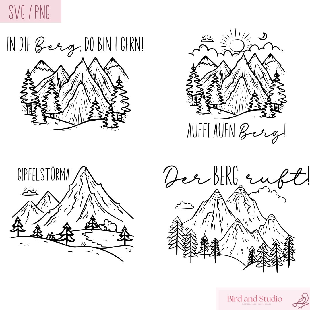 Plotter File - Bergliebe - Bundle, Mountain, Plotting, Mountains, SVG, Plotting, German, Dialect ...