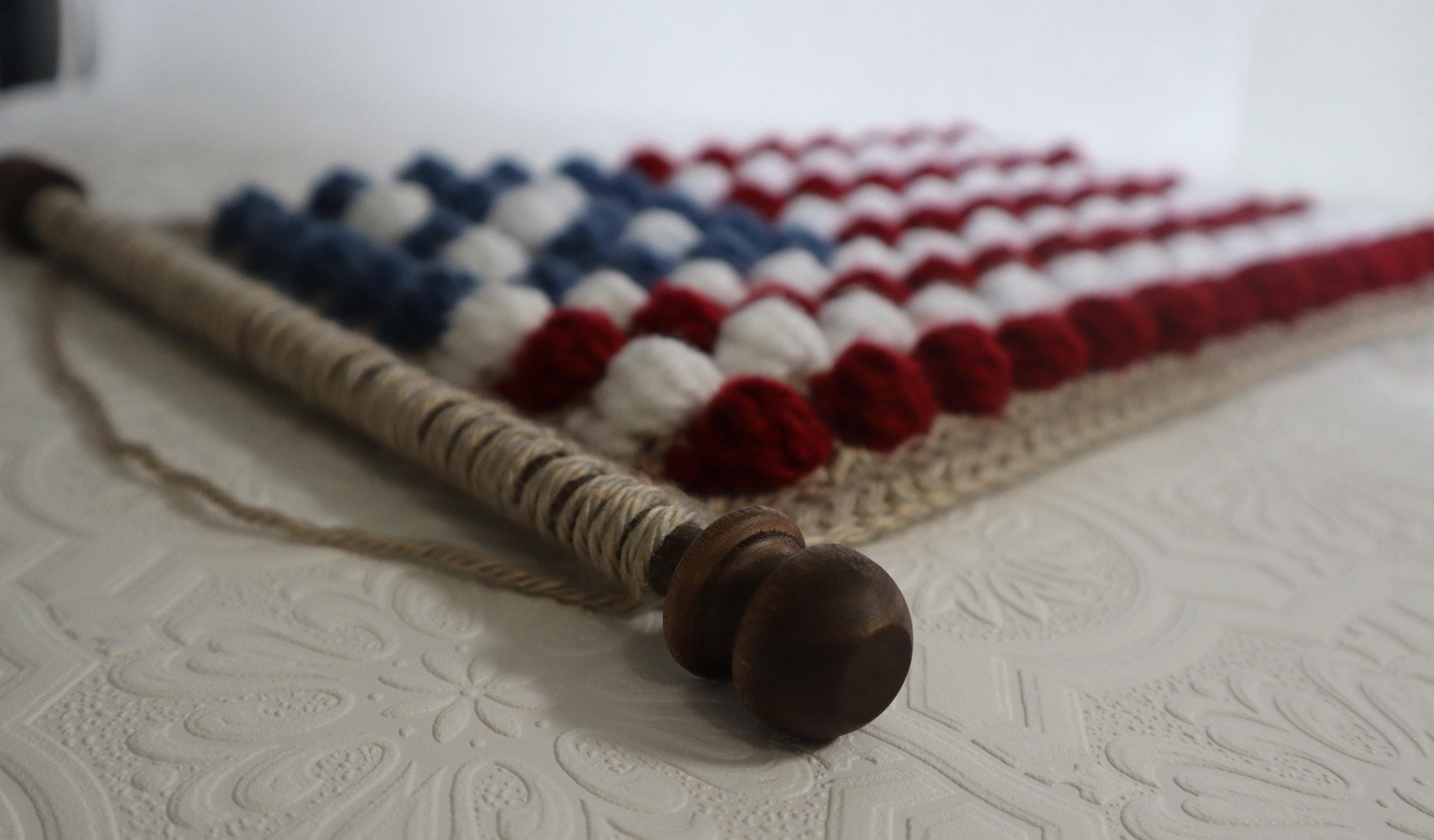 American Flag Crochet Bobble Tapestry - Etsy