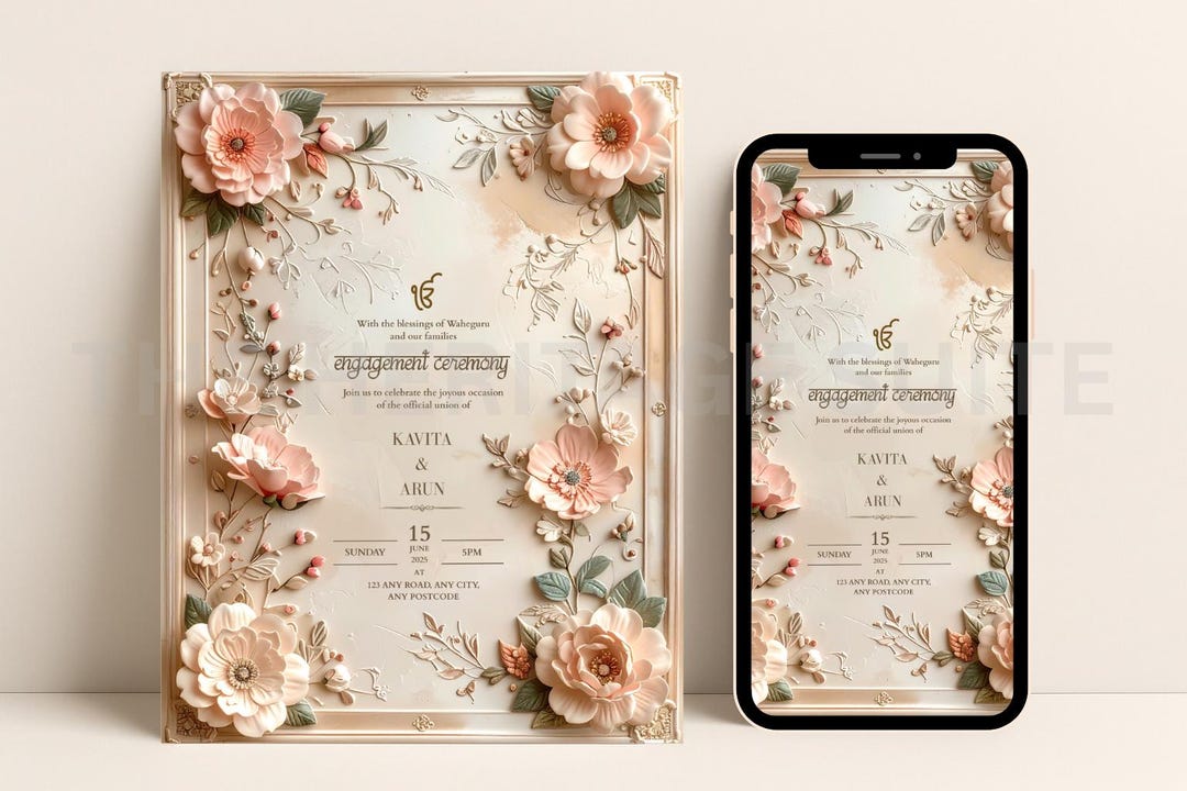 Digital Sikh Engagement Invite Template, Kurmai Ceremony Welcome Sign ...