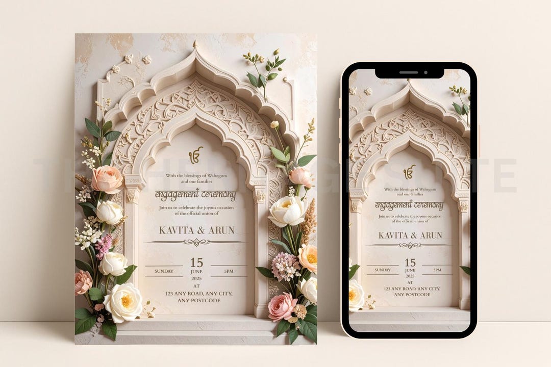 Digital Sikh Engagement Invite Template, Kurmai Ceremony Welcome Sign ...