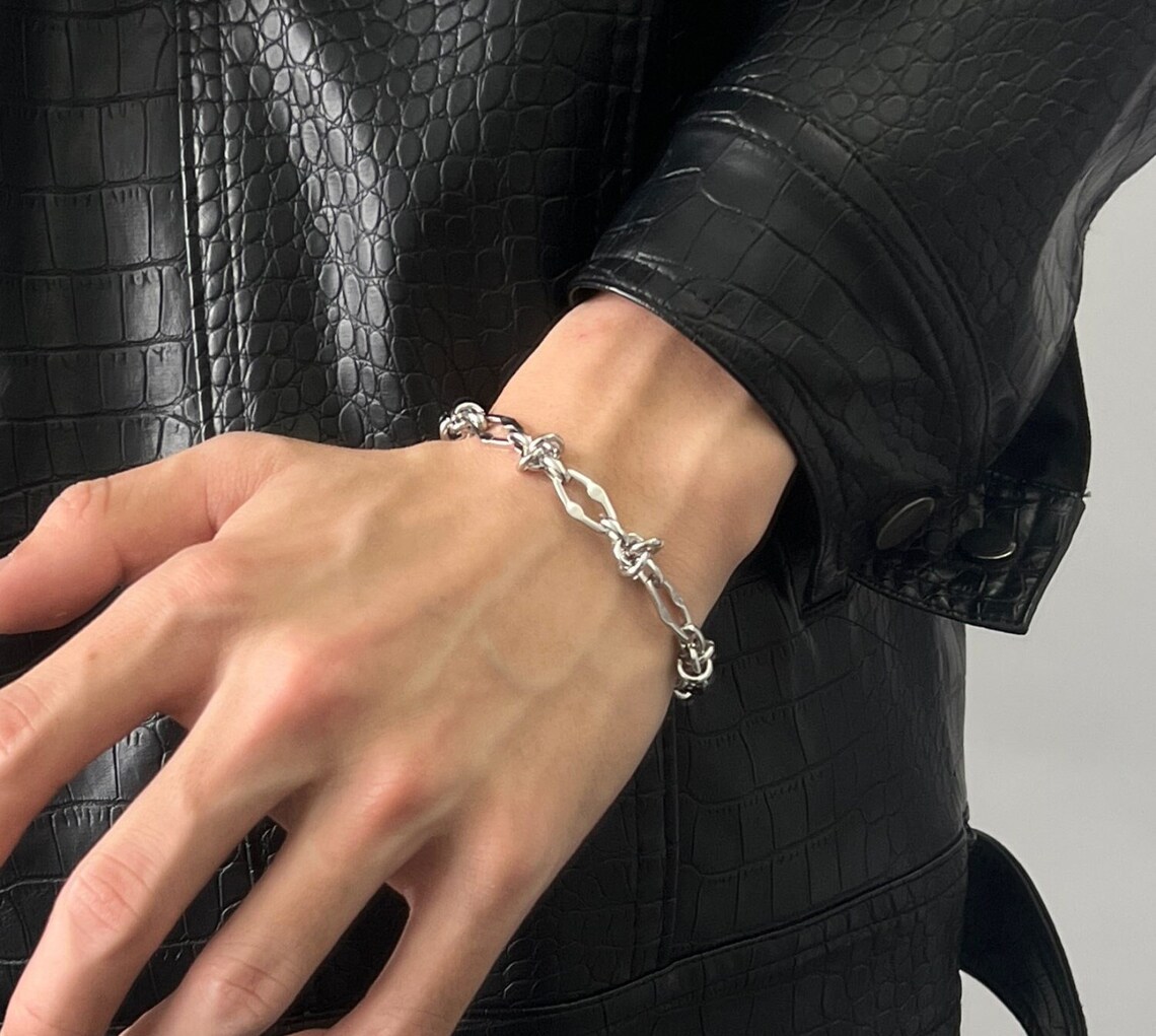 Barbed Wire Silver Bracelet, Grunge Barb Wire Bracelet, Y2k Wire ...