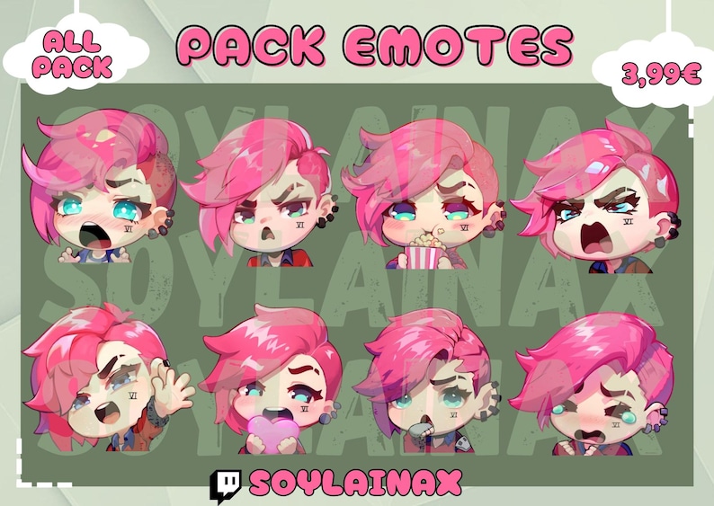 High Quality Emotes Pack: VI of Arcane & League of Legends (LOL). Cute ...