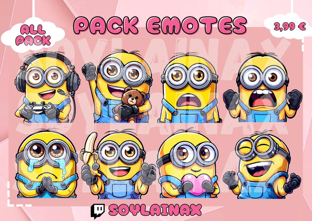 Minion Emotes Pack: Despicable Me Chibi Style for Twitch, Youtube ...