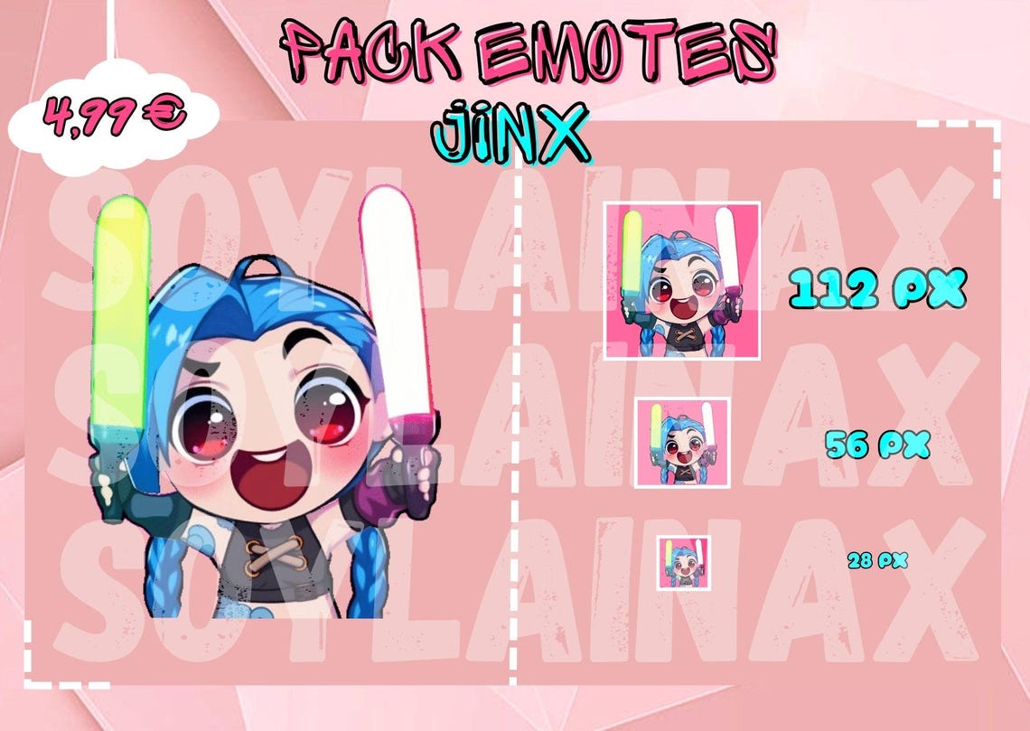 Jinx Animated Emote Pack: Chibi Style for Twitch, Youtube, Discord - Etsy