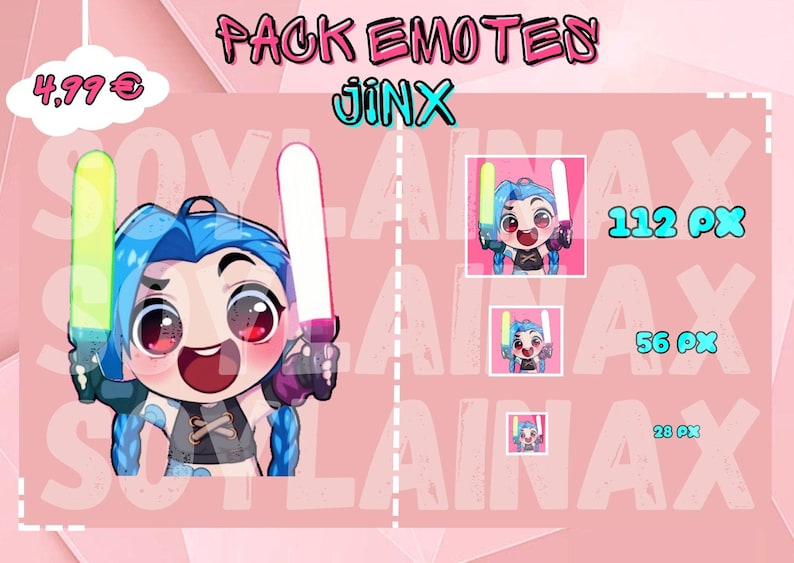 Jinx Animated Emote Pack: Chibi Style for Twitch, Youtube, Discord - Etsy