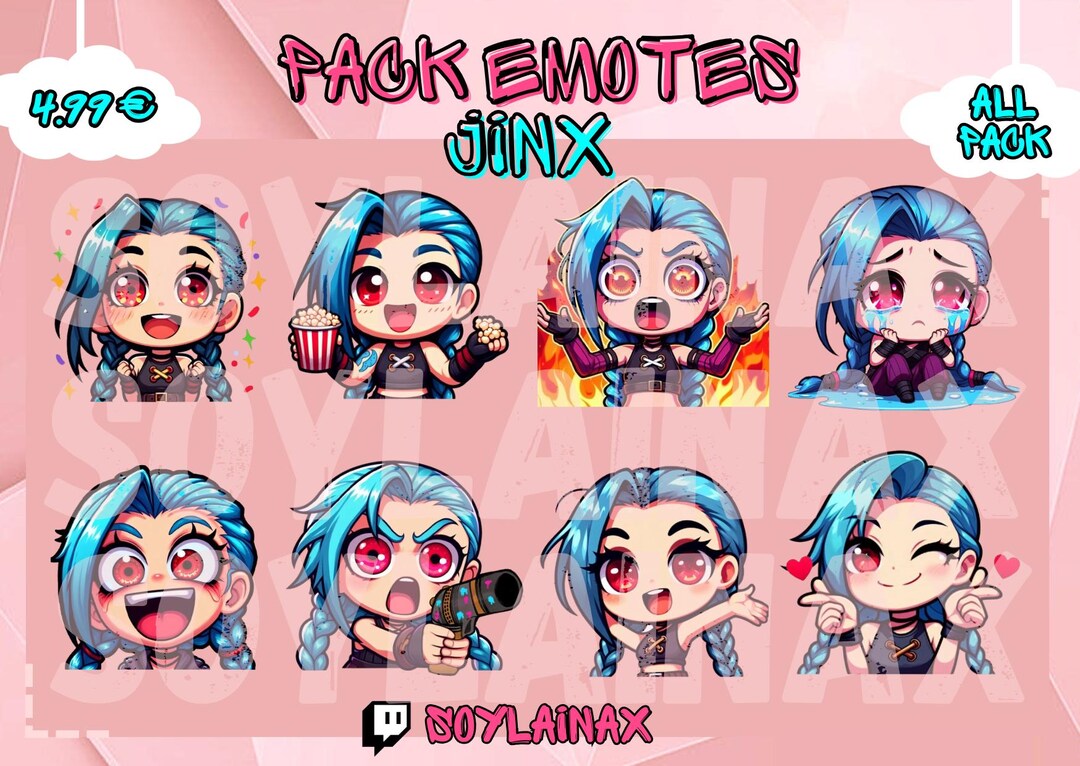 Jinx Arcane Emotes Pack: Chibi Style for Twitch, Discord, Youtube - Etsy