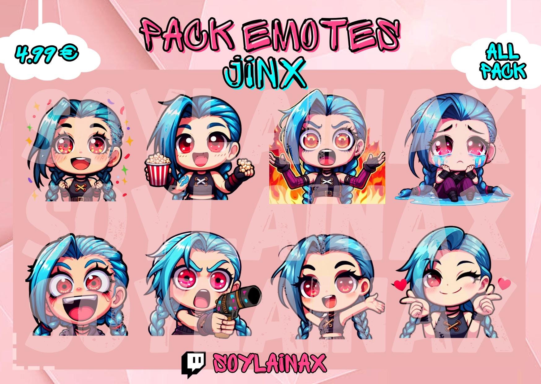 High Quality Emotes Pack: Jinx of Arcane & League of Legends (LOL ...