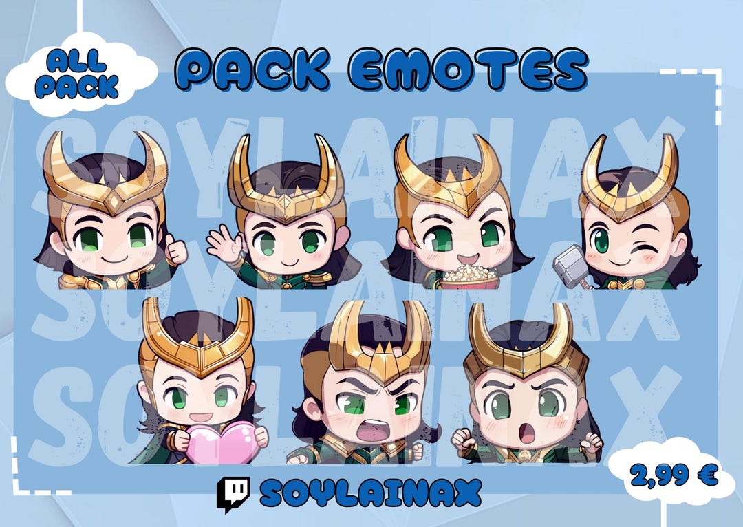 High Quality Emotes Pack: Loky. Cute Chibi Style Emotes for Twitch ...
