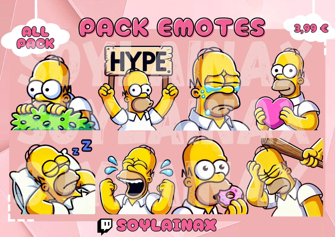 High Quality Emotes Pack: Homer. Cute Chibi Style Emotes for Twitch ...