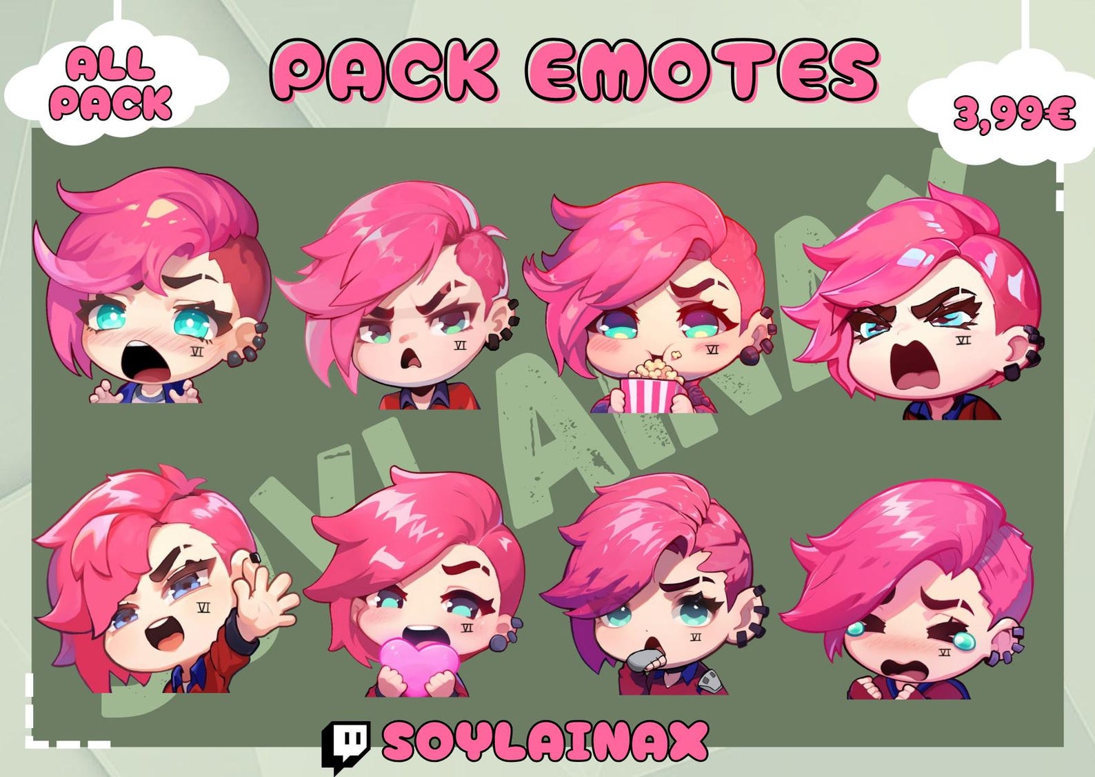 High Quality Emotes Pack: VI of Arcane & League of Legends LOL. Cute ...