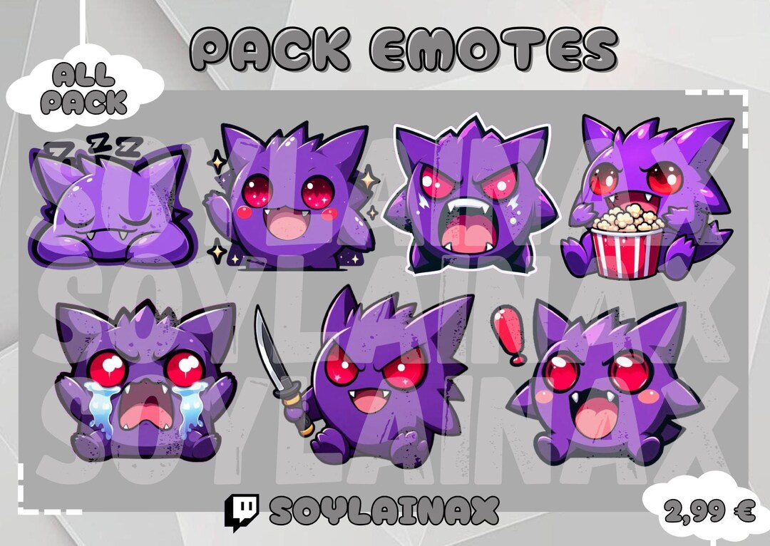 Gengar Emotes Pack: Chibi Style, Twitch/discord (digital Download ...