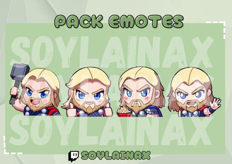 Thunder God Emotes Pack: Chibi Style for Twitch, Youtube, Discord ...