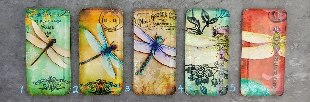 Glass Image 1x2 Inch Domino Cabs Dragonflies - Etsy
