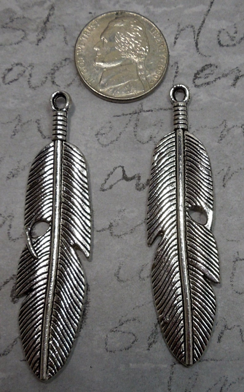 Lead Free Pewter Feather Pendant With Matching Small Feathers Combo - Etsy