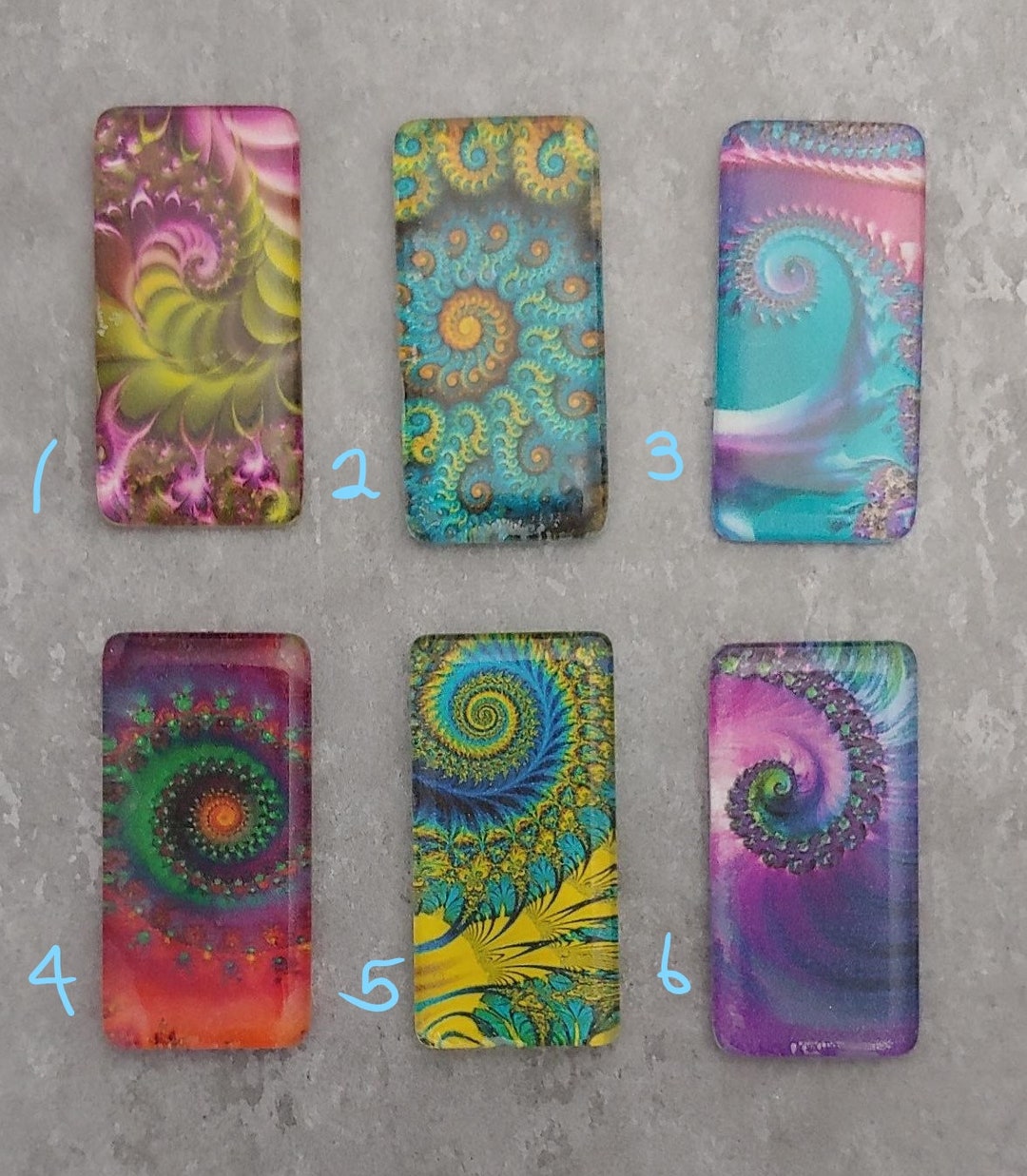Glass Image 1x2 Inch Domino Cabs - Boho Fractals! - Etsy