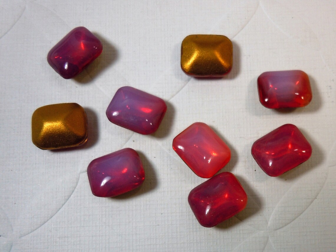 Cherry Red Opal 12mmx10mm Rounded Renctangle Foiled Faceted - Etsy