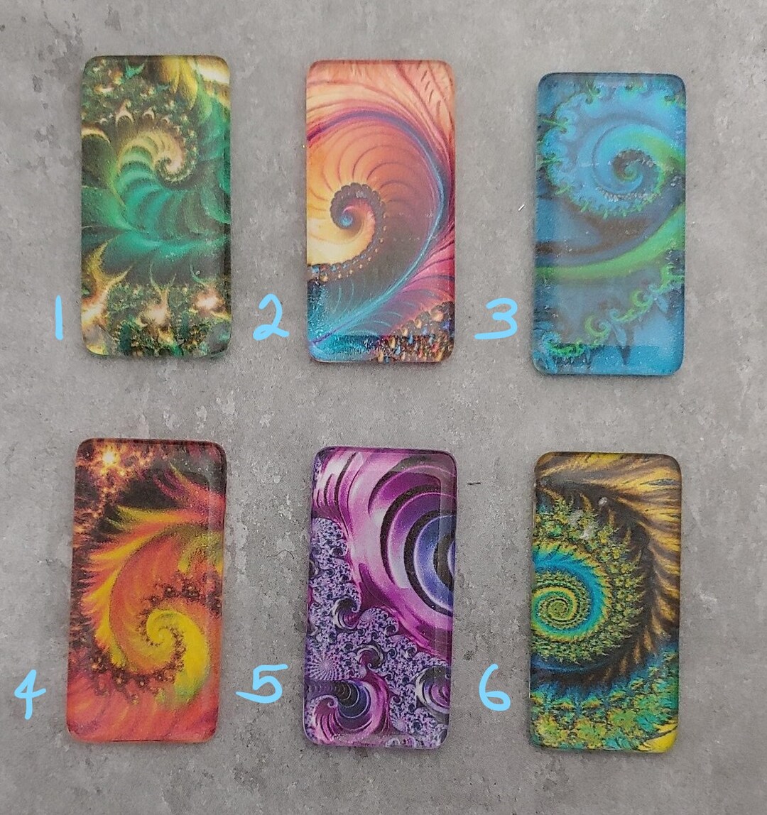 Glass Image 1x2 Inch Domino Cabs - Boho Fractals! - Etsy