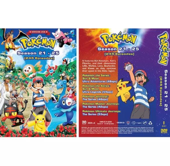 Pokemon DVD Complete Series (season 1-25+26 Movies) English Version All ...