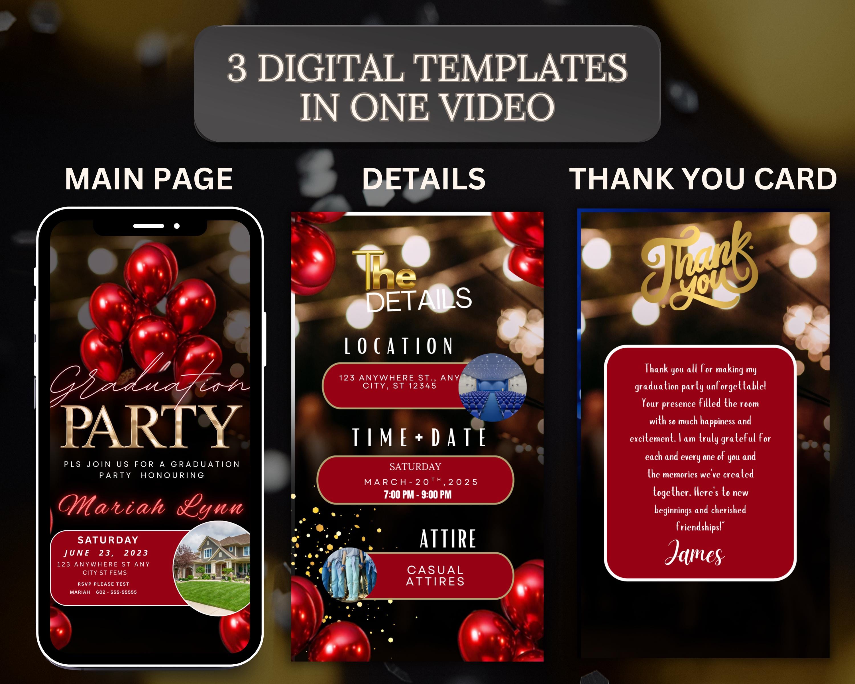 Party Animated Graduation Invitation Mobile Video Evite (digital ...
