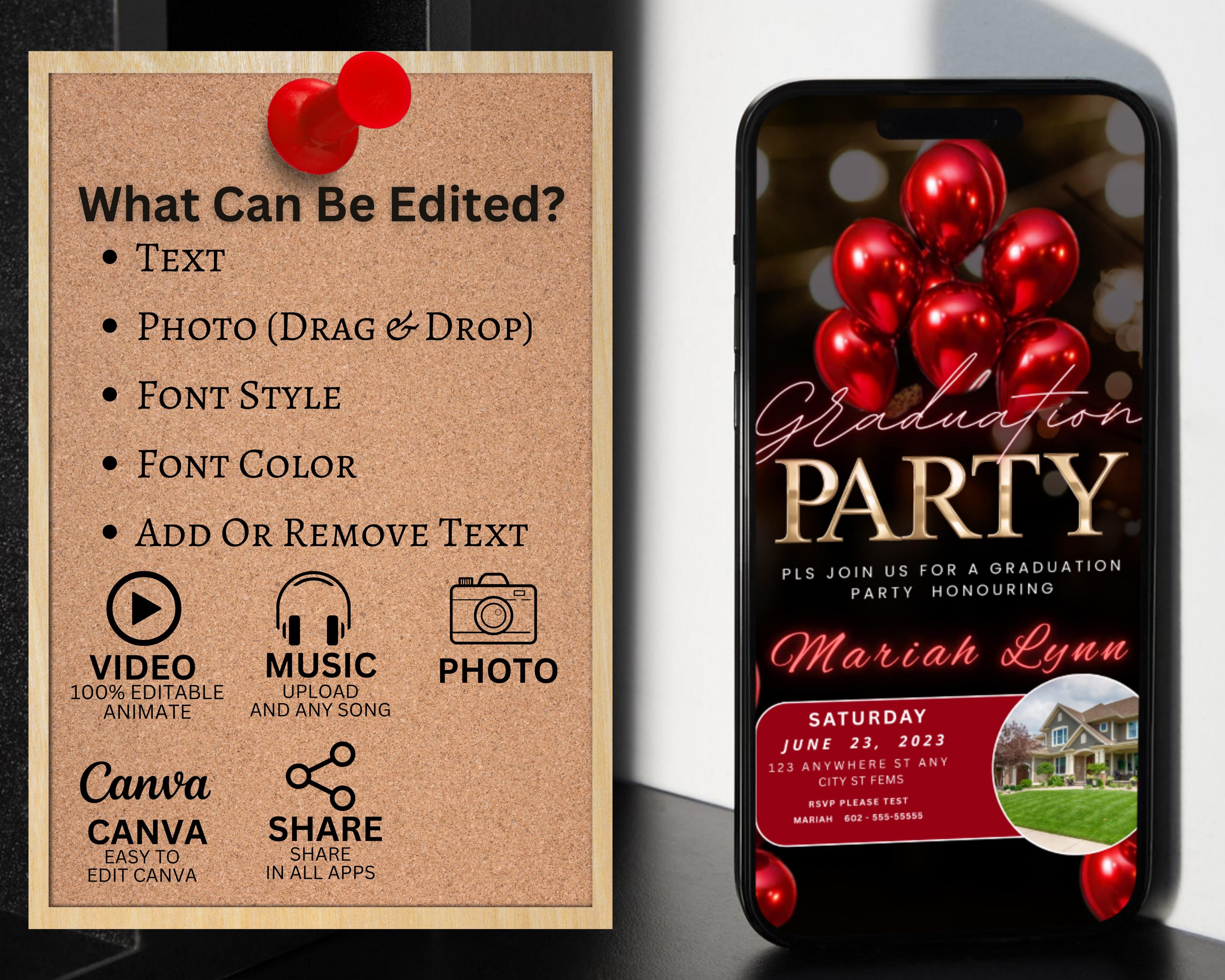 Party Animated Graduation Invitation Mobile Video Evite (digital ...