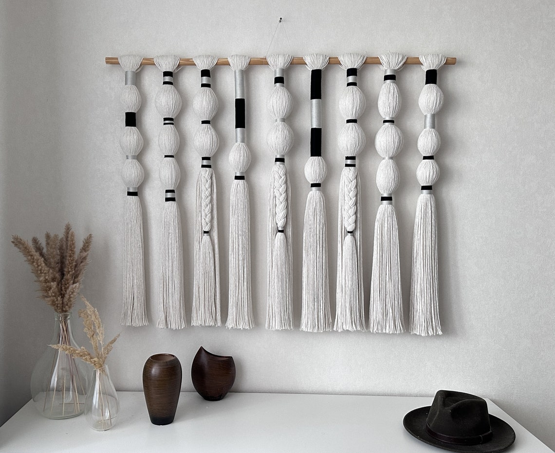 Mexican Macrame Wall Hanging Boho Woven Tapestry Fiber Wall Art Textile ...