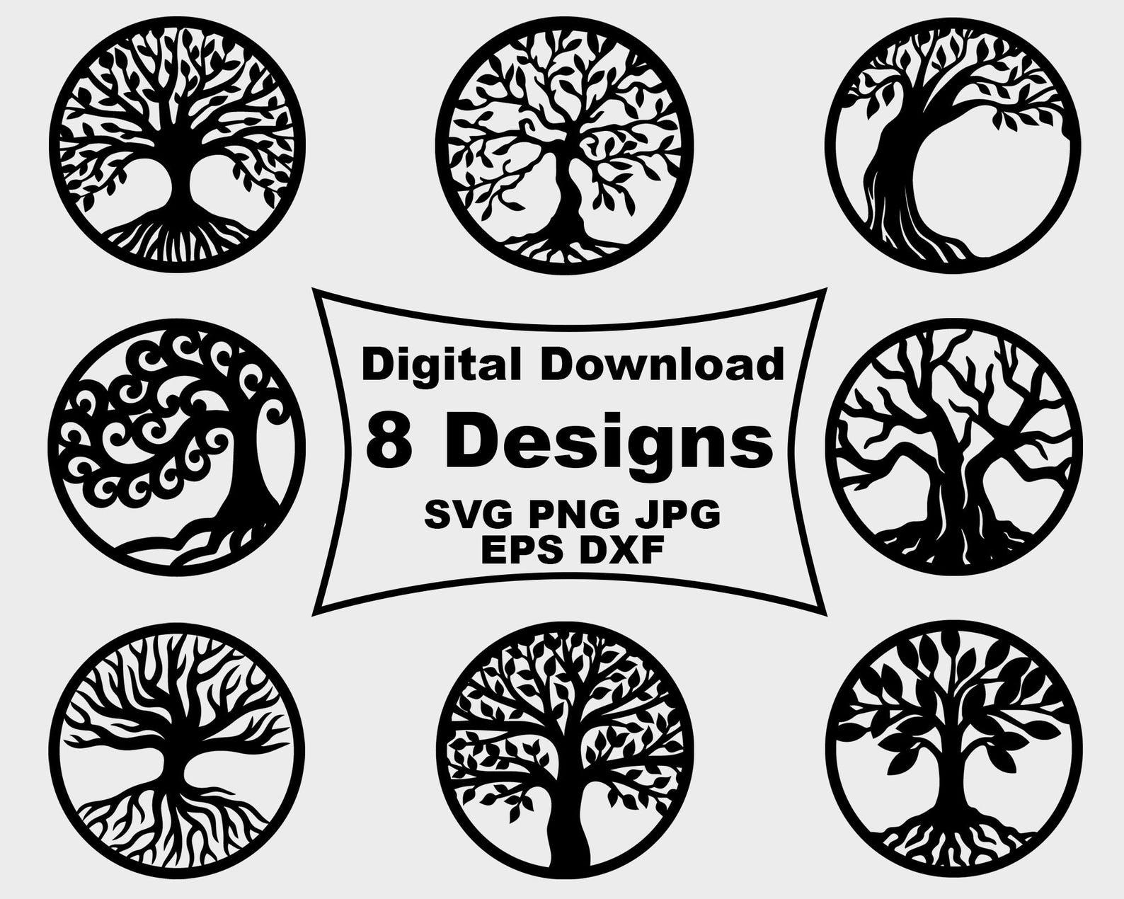 Tree Laser Cut Svg Files, Vector Files for Wood Laser Cutting, Svg, Pdf ...