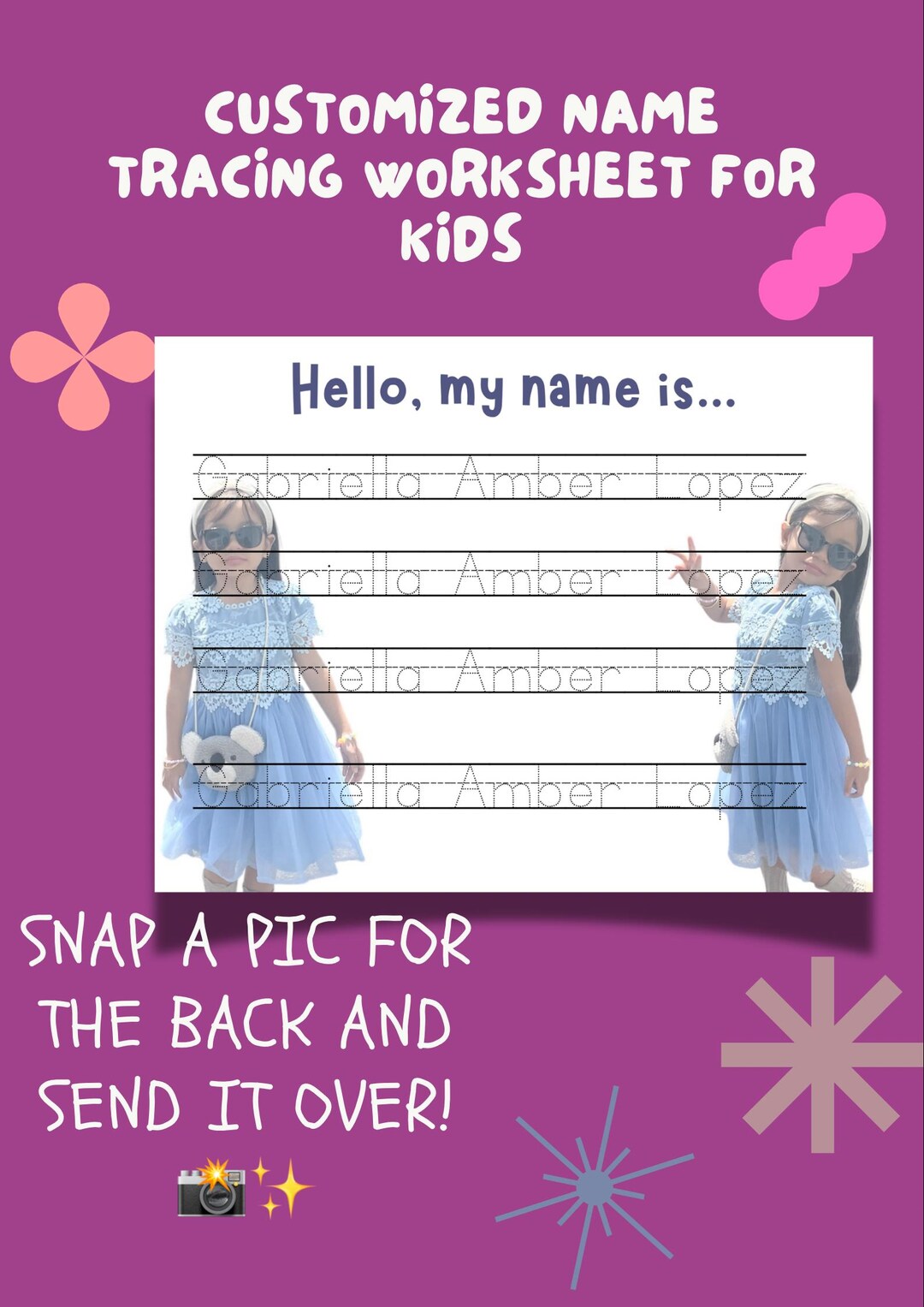 Pre-k Simple Name Tracing Worksheet | Customized - Etsy