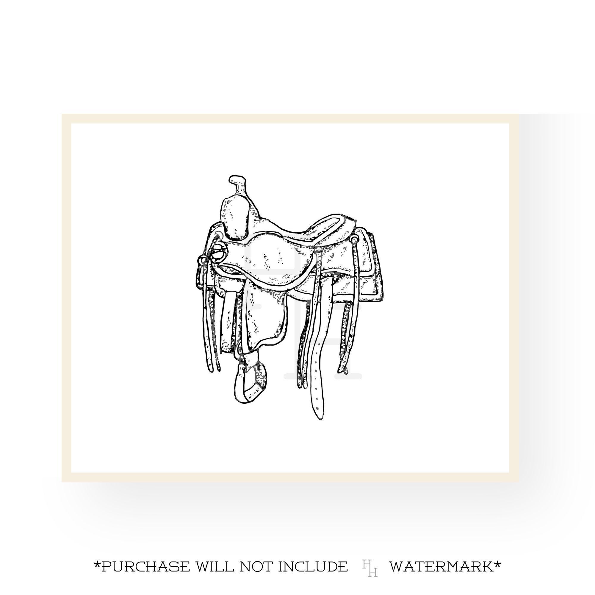 Art Print, Saddle Sketch, Poster for Unique Wall Decor Western Decor, Rustic Home Decor, Gift ...
