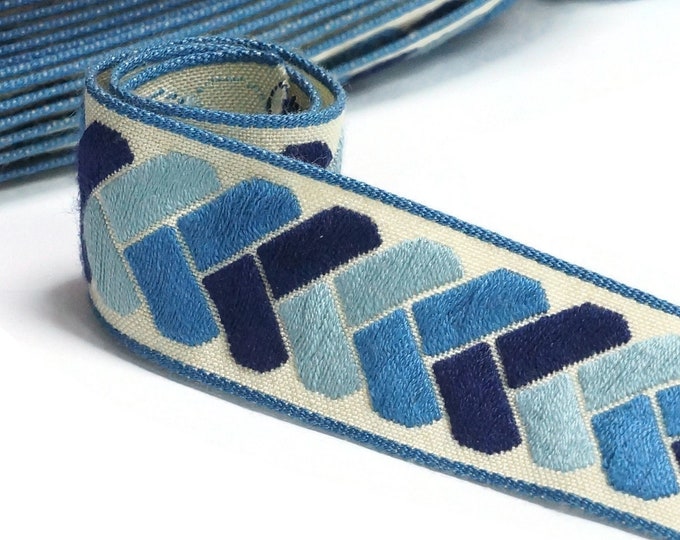 3m Blue Vintage Decor Trim - Jacquard Trim Tape - Border Trim - Retro ...