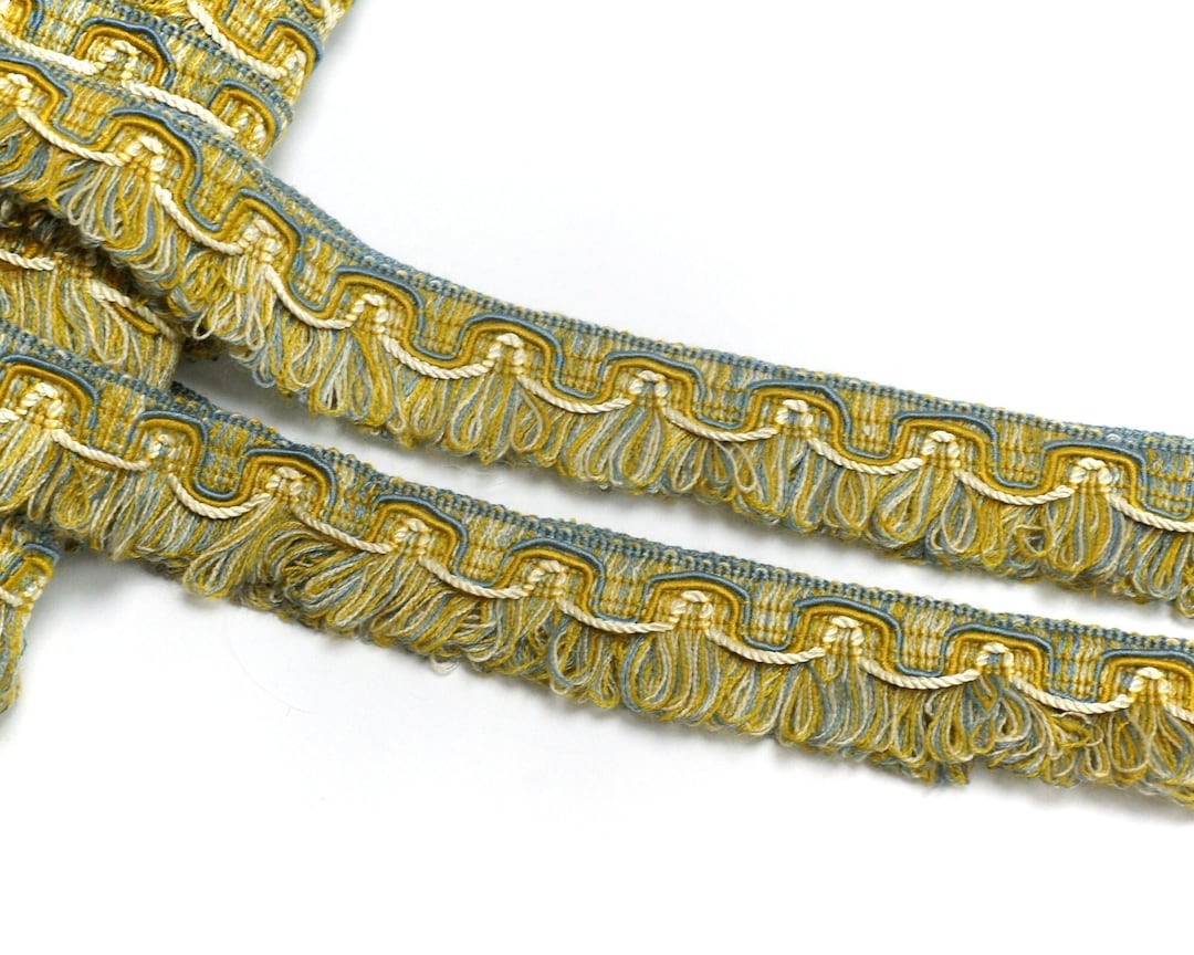Vintage French Fringe Trim - Blue Gold Ecru - 40mm - New Old Stock ...