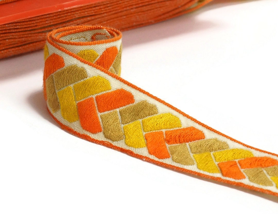 3m Vintage Orange Decor Trim - Jacquard Trim Tape - Flat Trim for ...