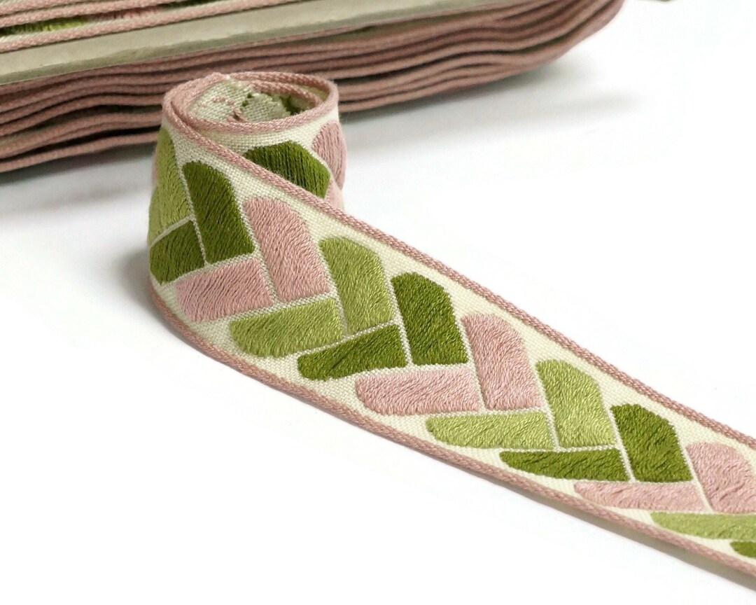 3m Vintage Decor Trim in Pink and Green Woven Jacquard Trim - Etsy