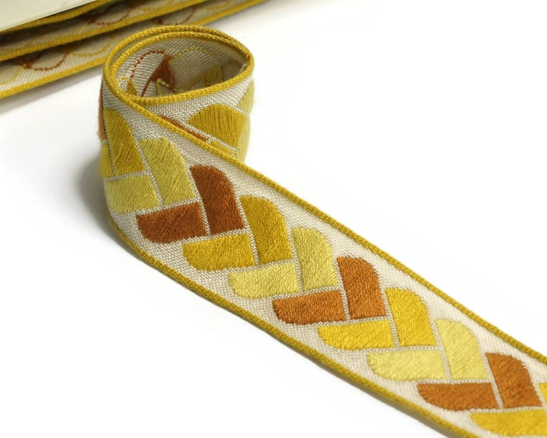 3m Yellow Vintage Decor Trim - Jacquard Trim Tape - Flat Trim for ...