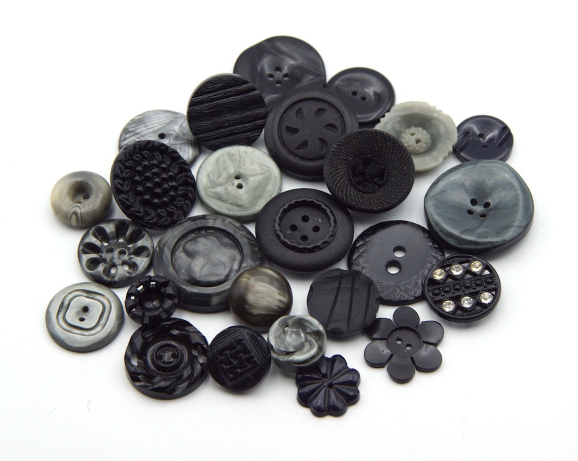 Vintage Button Mix Lot of 25 vintage buttons in black and | Etsy