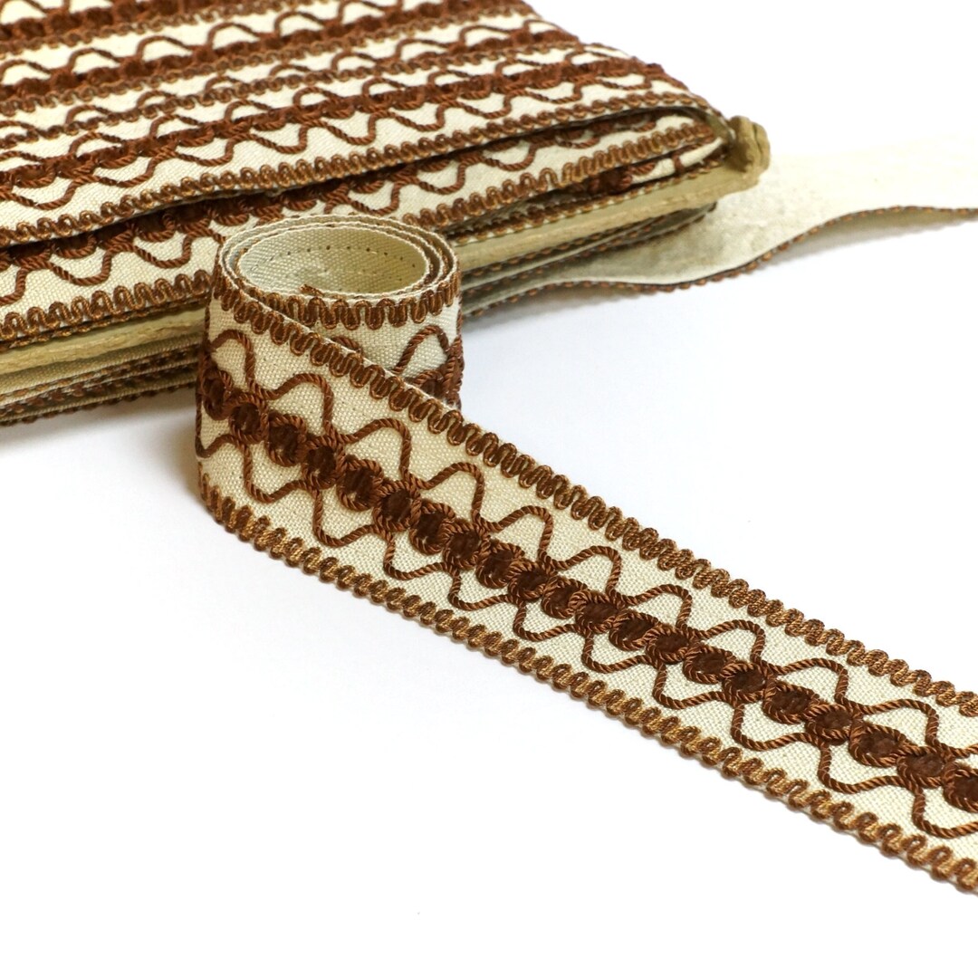 Brown Vintage Upholstery Trim - Chenille Braid - Fabric Trim Tape 50mm ...
