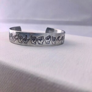 Word or Name in ASL / American Sign Language / Hand Stamped Cuff ...
