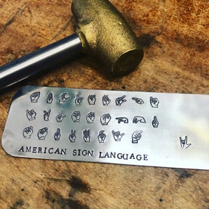Word or Name in ASL / American Sign Language / Hand Stamped Cuff ...