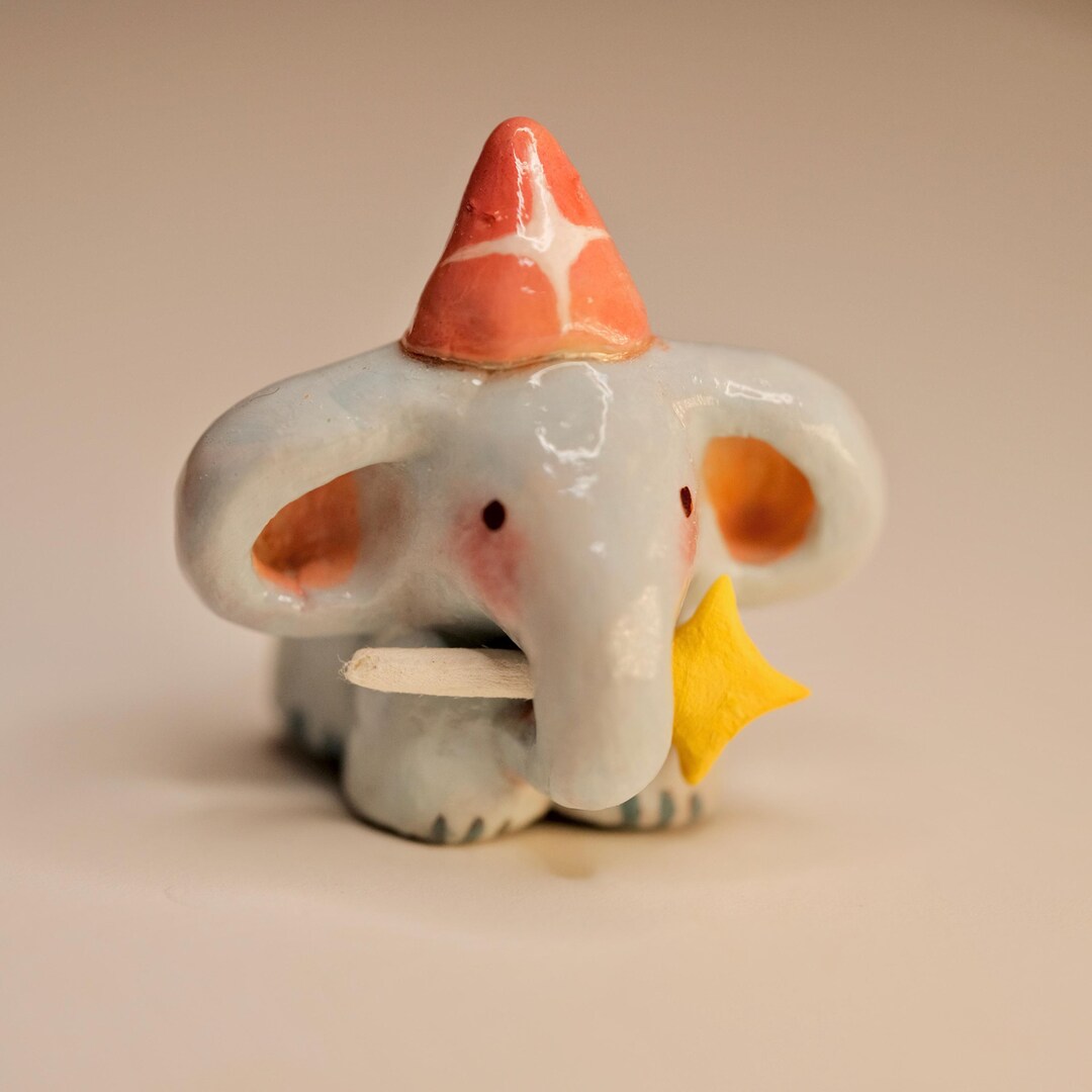 Clay Elephant Figurine - Cute and Creative Desktop Decor | Polymer Clay ...