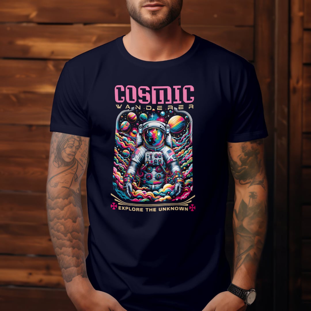 Cosmic Wonderer T Shirt, Trippy Graphic Tees, Psychedelic Astronaut ...