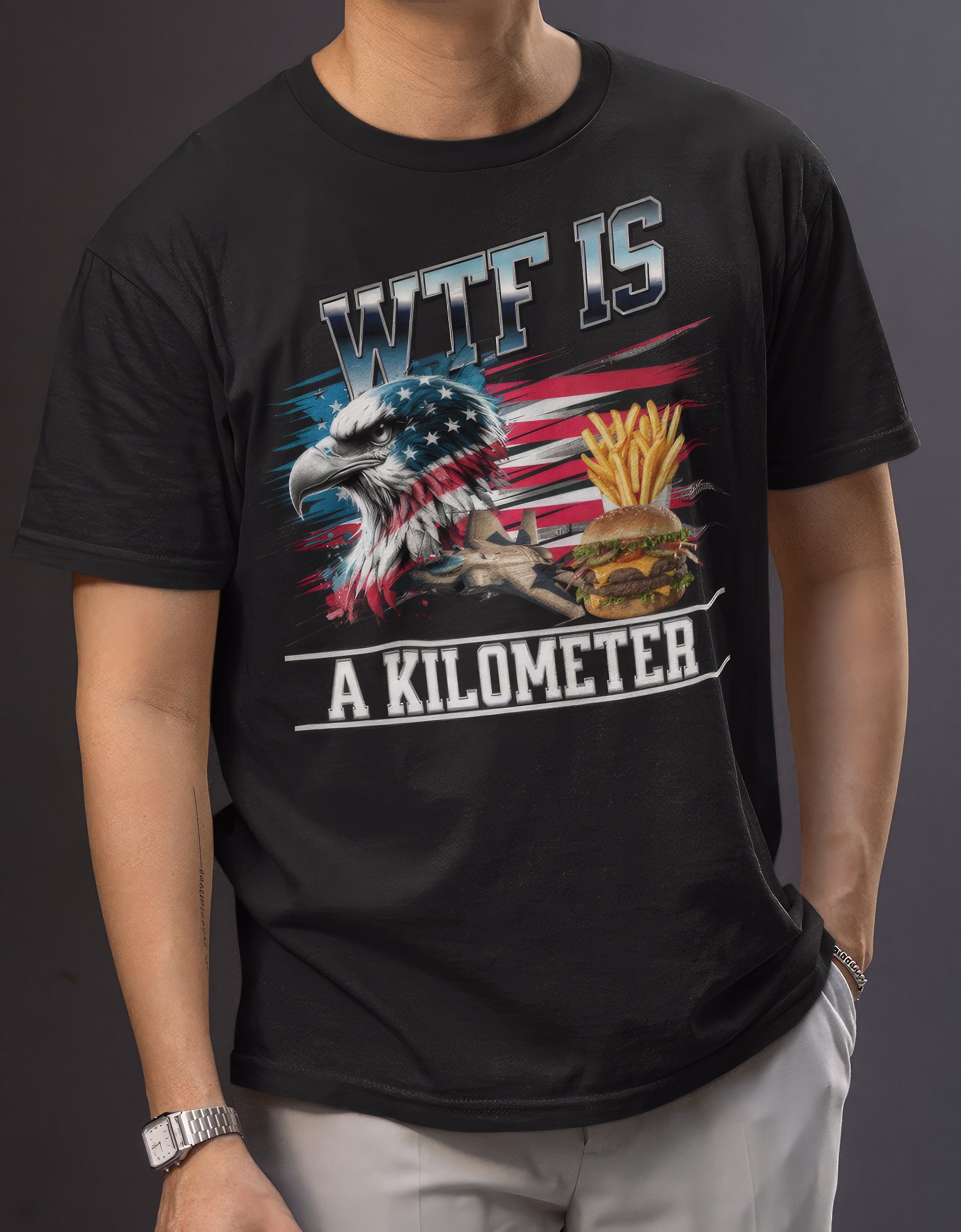 Funny WTF is A Kilometer Meme Shirt, Weird USA Flag Meme Tee, Comfort ...