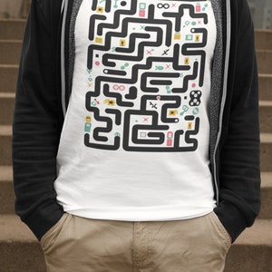 Virtual Maze Gamer T-shirt, Fun Digital Puzzle Graphic Tee, Labyrinth ...
