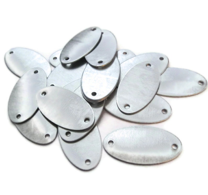 Qty 10 MEDIUM Oval Aluminum Blank Tags 1" X 1 7/8" - Double Hole - Etsy
