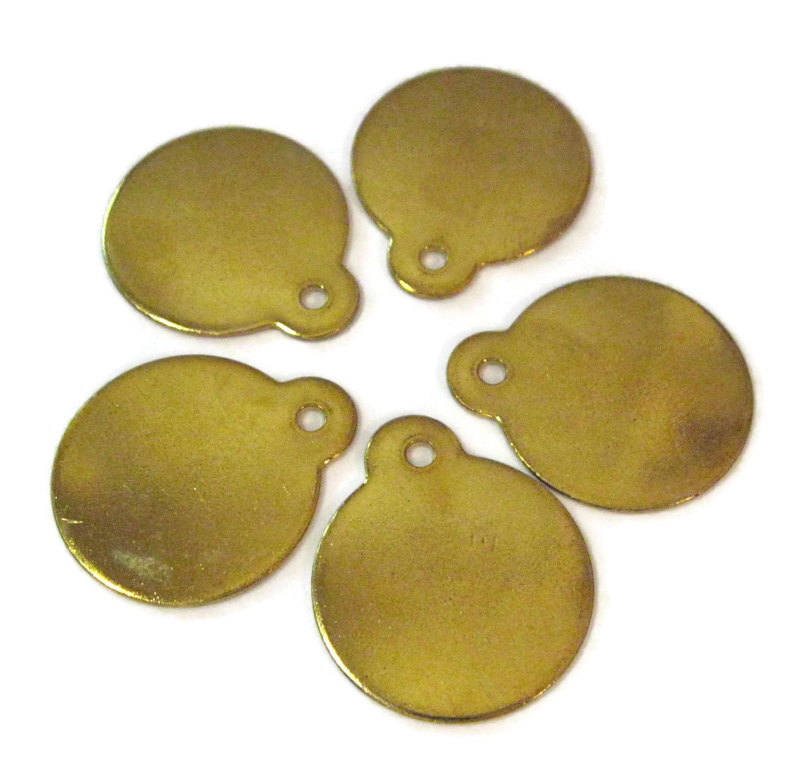 Blank BRASS Tags for Stamping ......round With Ear... 1 Inch | Etsy
