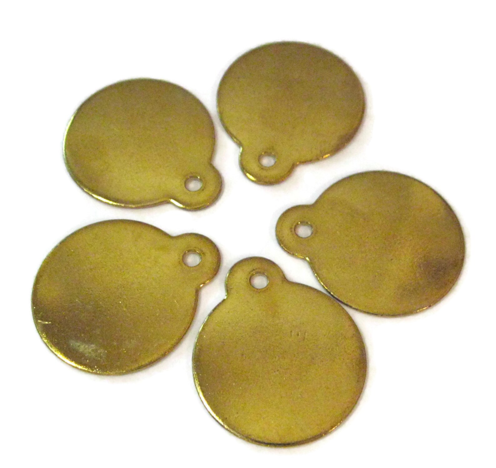 Blank BRASS Tags for Stamping ......round With Ear... 1 Inch Qty 5 - Etsy