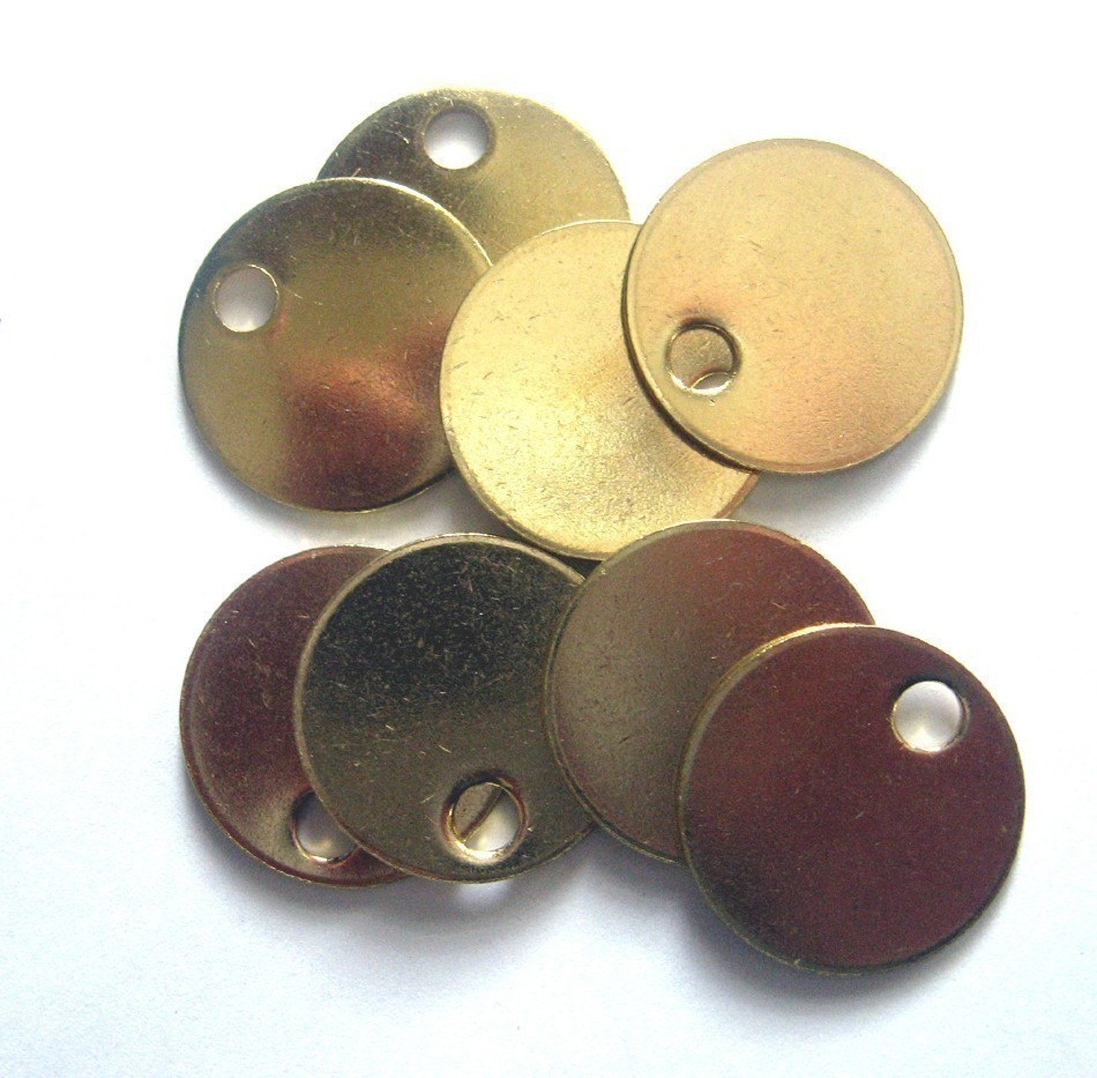 Twenty (20) Blank Round Brass Tags for Stamping / Engraving - 18 Gauge ...