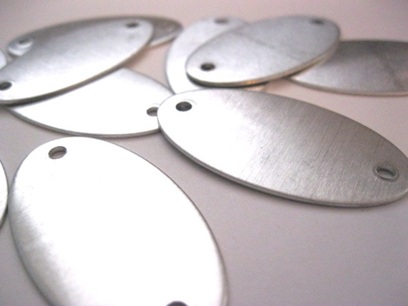 Qty 10 MEDIUM Oval Aluminum Blank Tags 1" X 1 7/8" - Double Hole - Etsy
