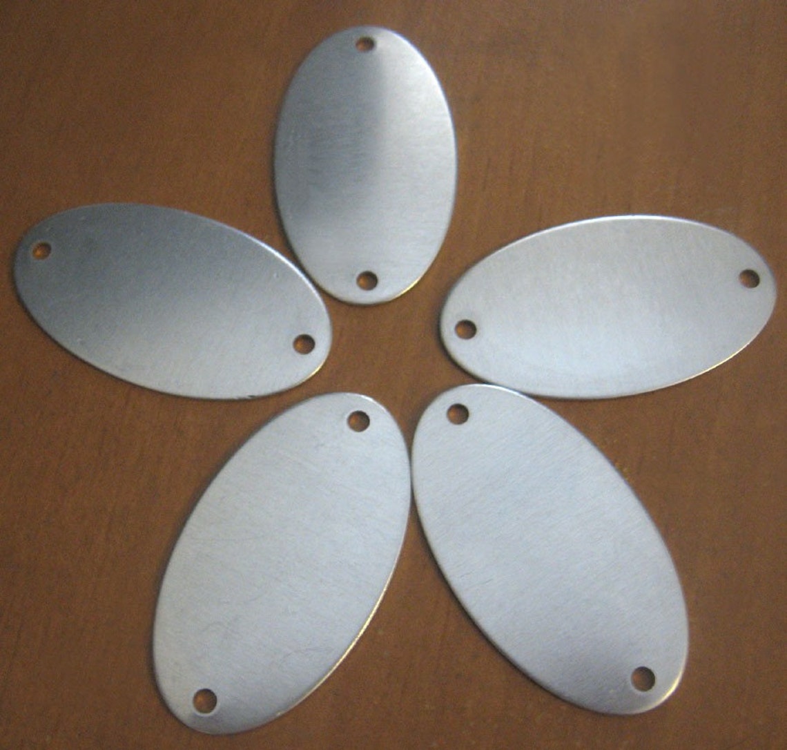 LARGE Oval aluminum blank tag 2 wide double hole | Etsy