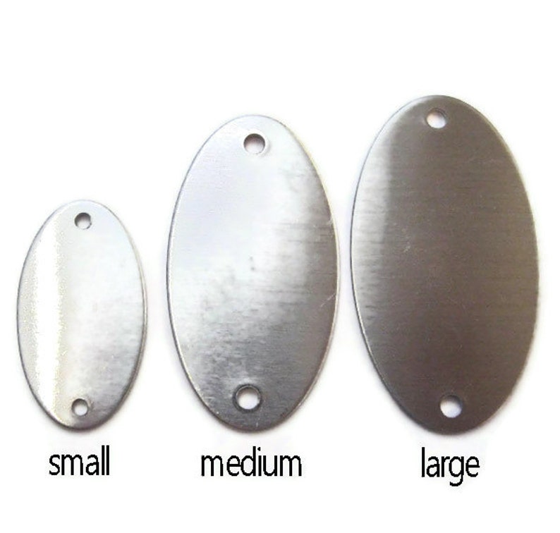 Qty 10 MEDIUM Oval Aluminum Blank Tags 1" X 1 7/8" - Double Hole - Etsy
